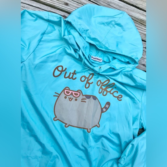 Pusheen | Jackets & Coats | L Pusheen Aqua Lightweight Hooded Rain ...